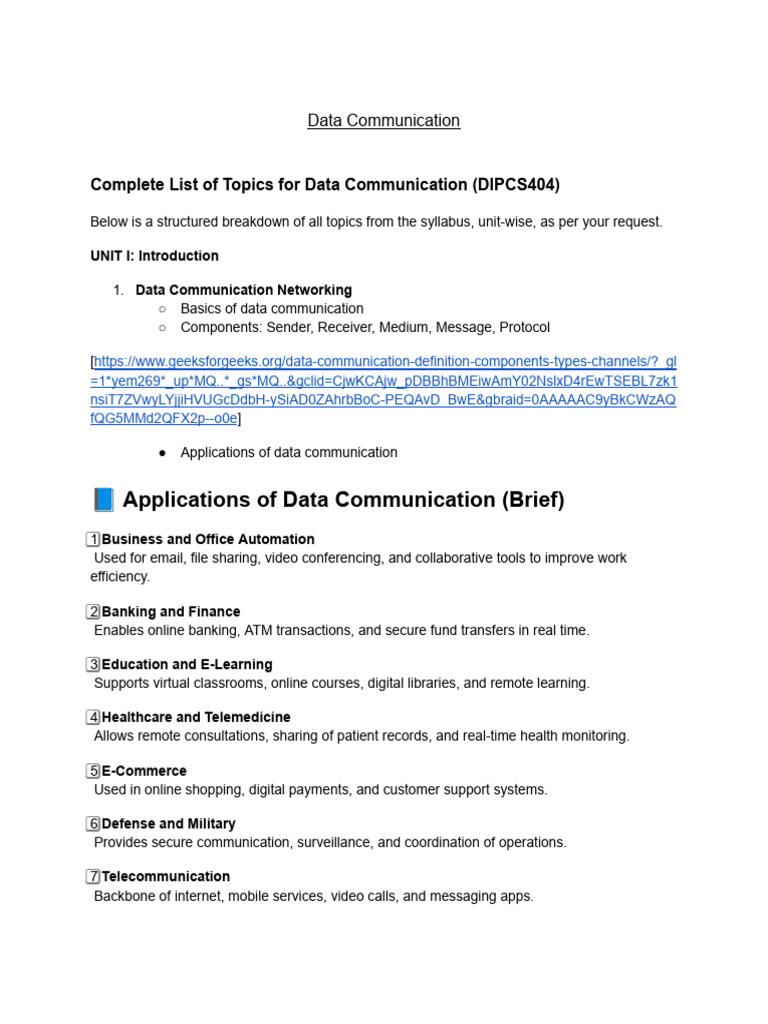 Data Communication (DIPCS404) - Diploma CSE | PDF | Computer Network ...