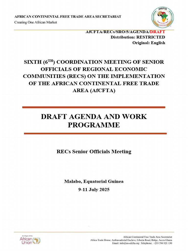 En - Draft Agenda For Senior Officials of RECs | PDF