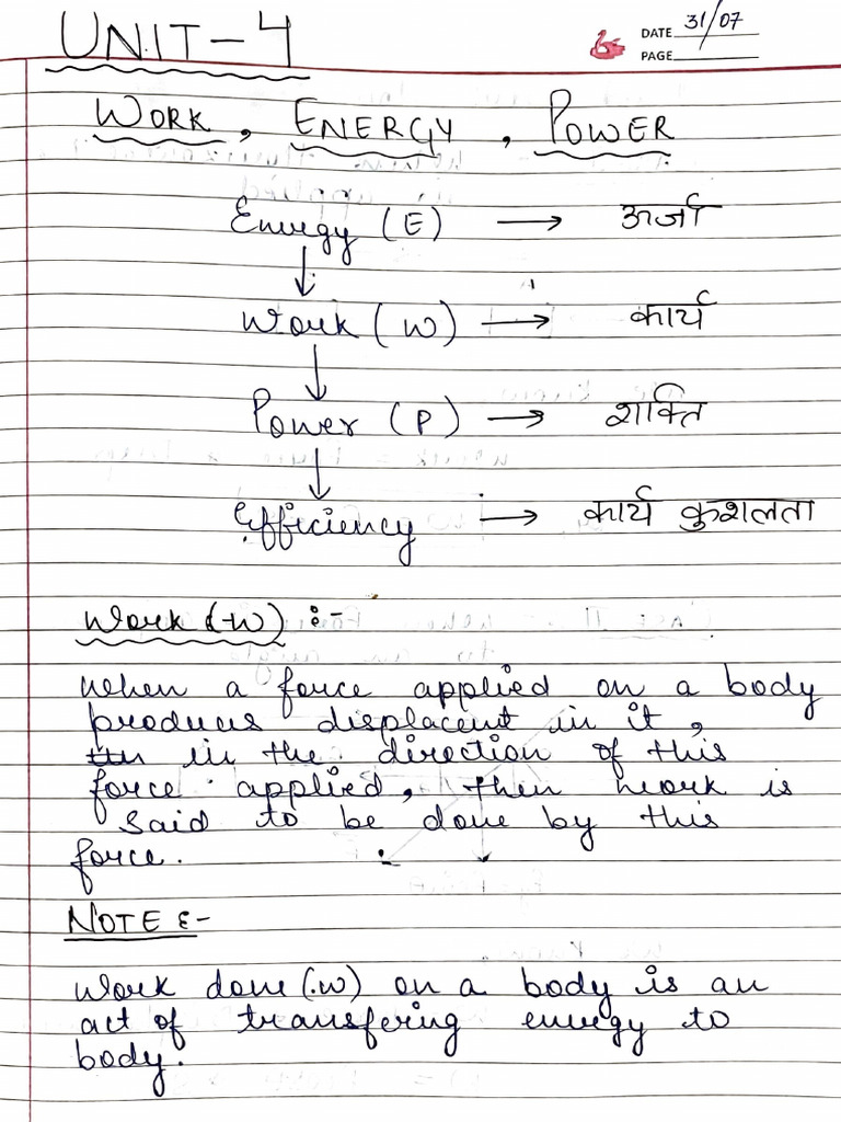Unit-4 Work, Energy and Power | PDF
