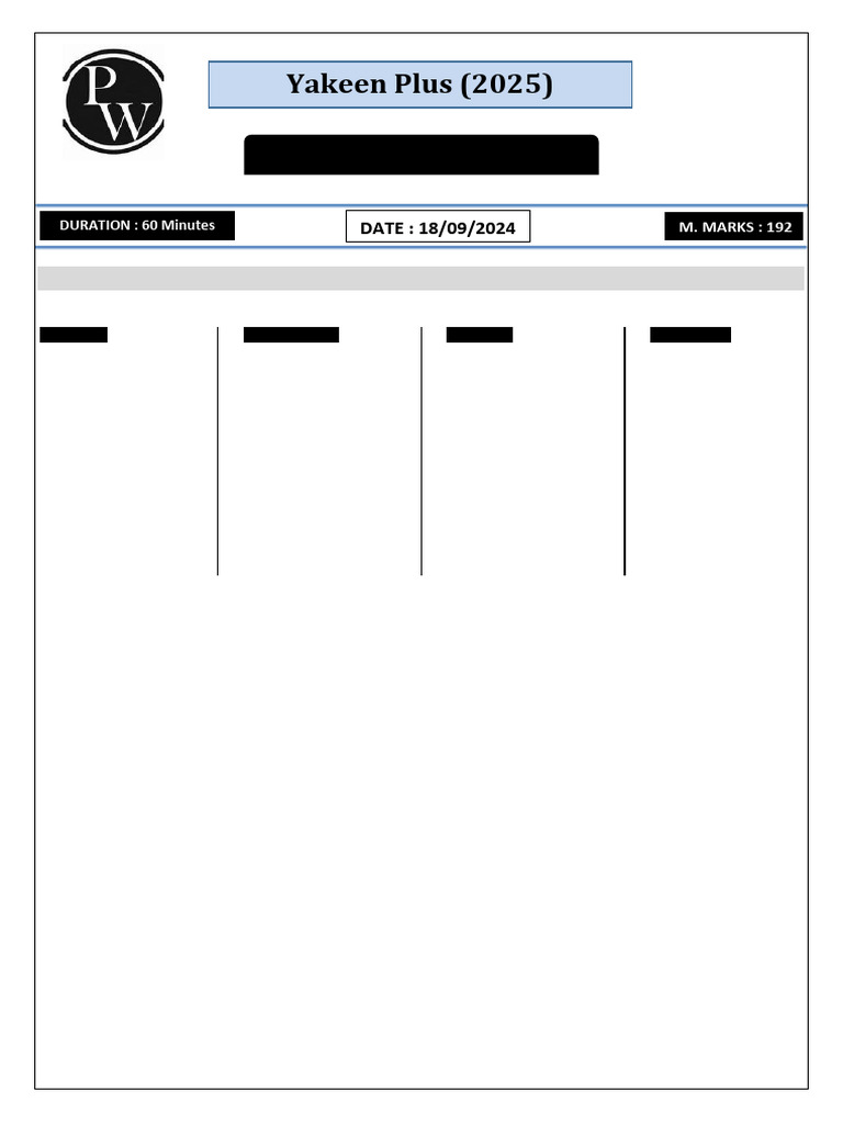 Short Practice Test 02 - Hints & Solutions - Yakeen Plus 2025 | PDF ...