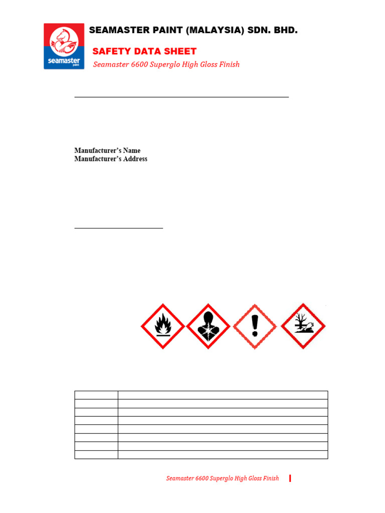 Seamaster 6600 Superglo SDS Overview | PDF | Combustion | Safety