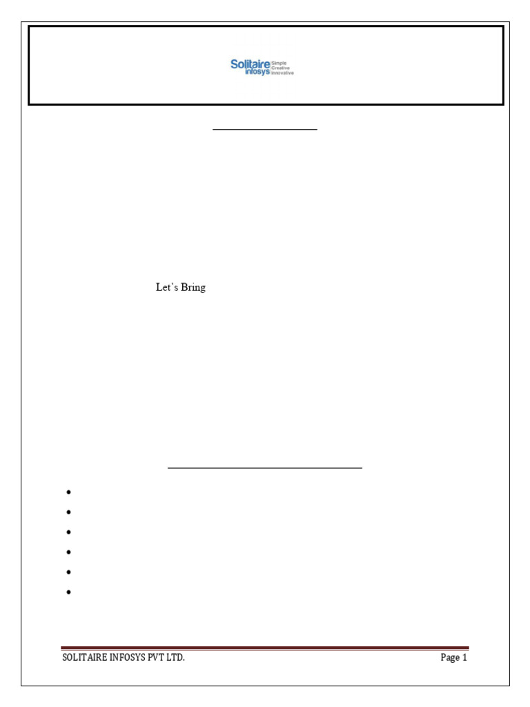 Solitaire Infosys Pvt Ltd: Mohali Overview | PDF