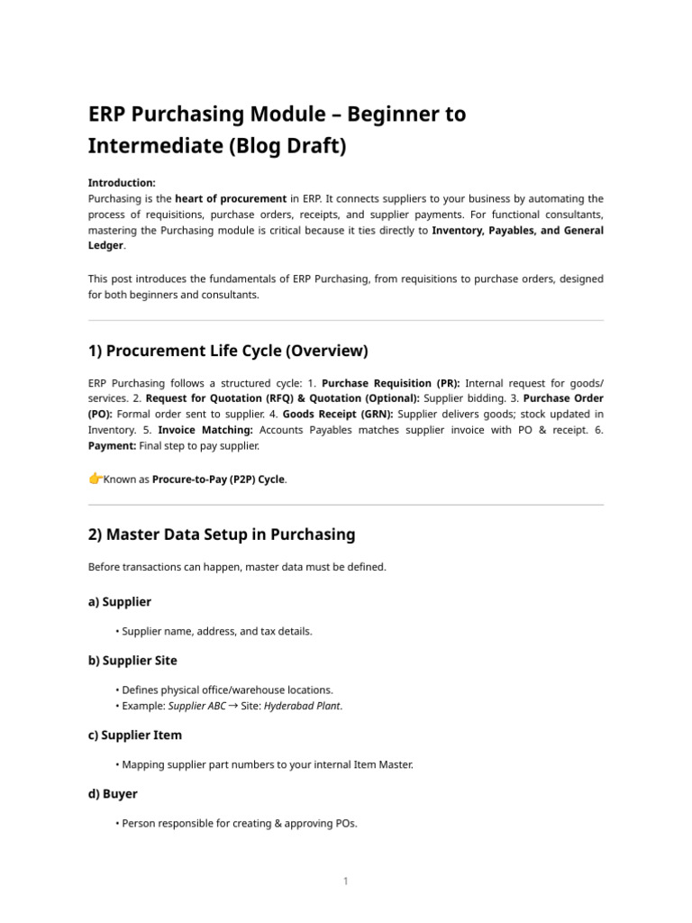 Erp - Inventory Module (Beginner Advanced) - Ready-For-Blogger | PDF ...