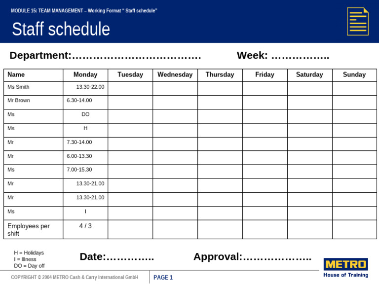 Module 15 - Working Format - Staff Schedule - v2 | PDF