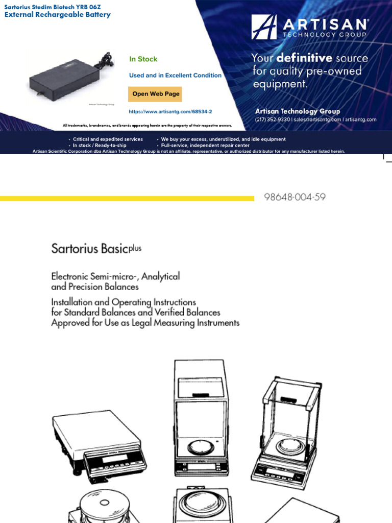 Sartorius Balances User Manual Guide | PDF | Calibration | Instrumentation