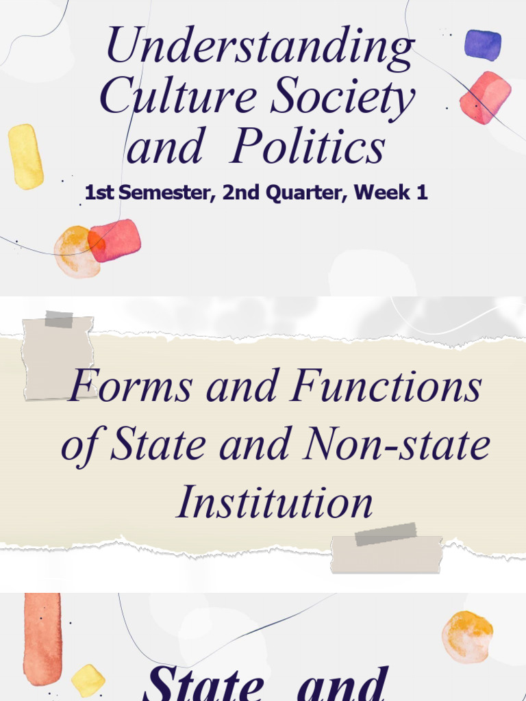 Ucsp q2 Lesson 1 State Non State Institution | PDF | Institution | Non ...