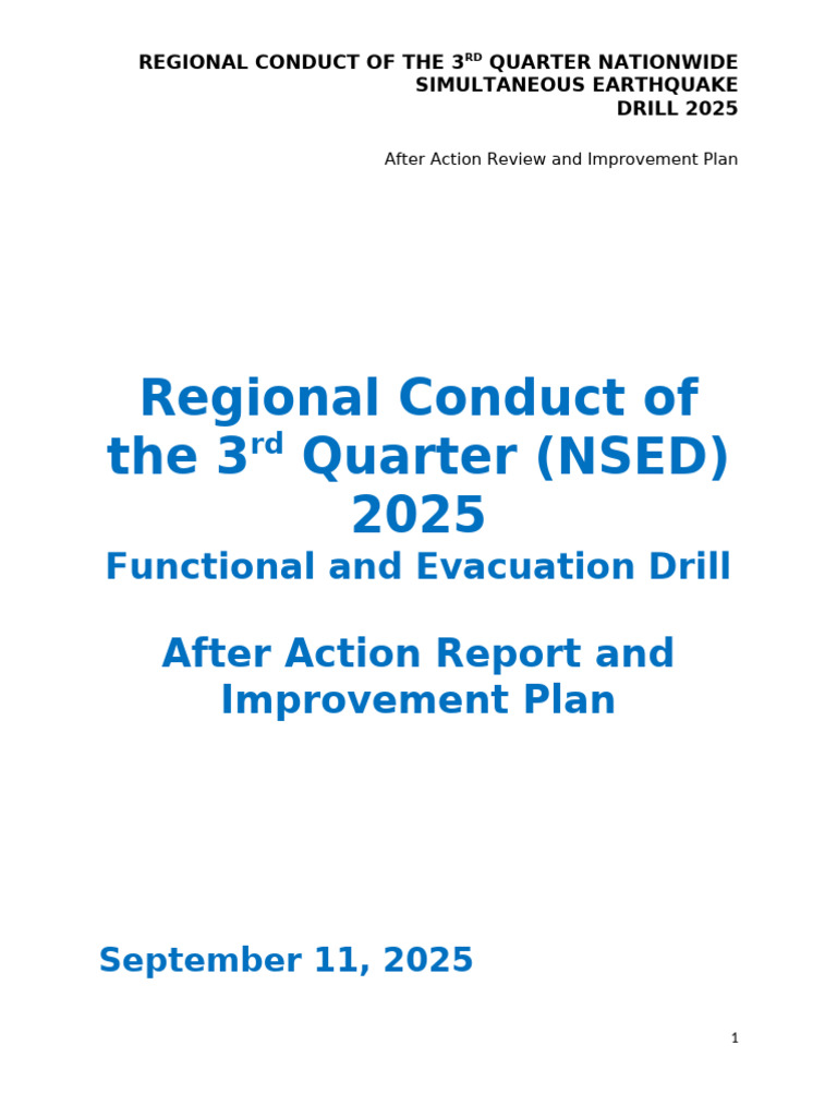 Earthquake Drill 2025 After Action Report | PDF | Emergency Management ...