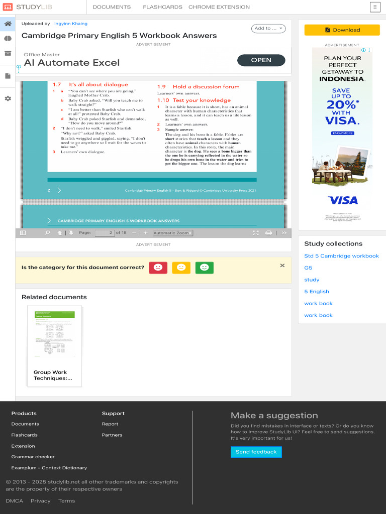 Cambridge Primary English 5 Answers | PDF | Learning