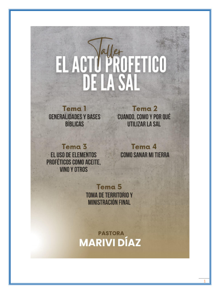 GUIA DE LECTURA ACTO PROFETICO DE LA SAL | PDF | La unción | Intercesión