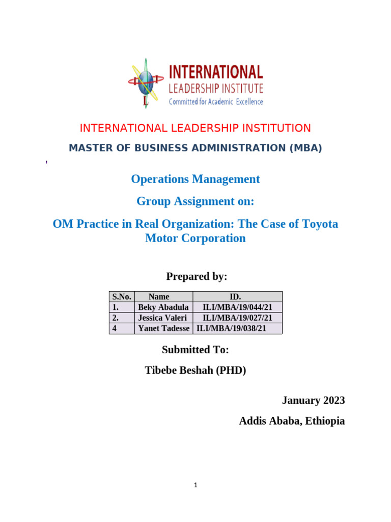 Operation Management Group Assignment | PDF | Lean Manufacturing ...