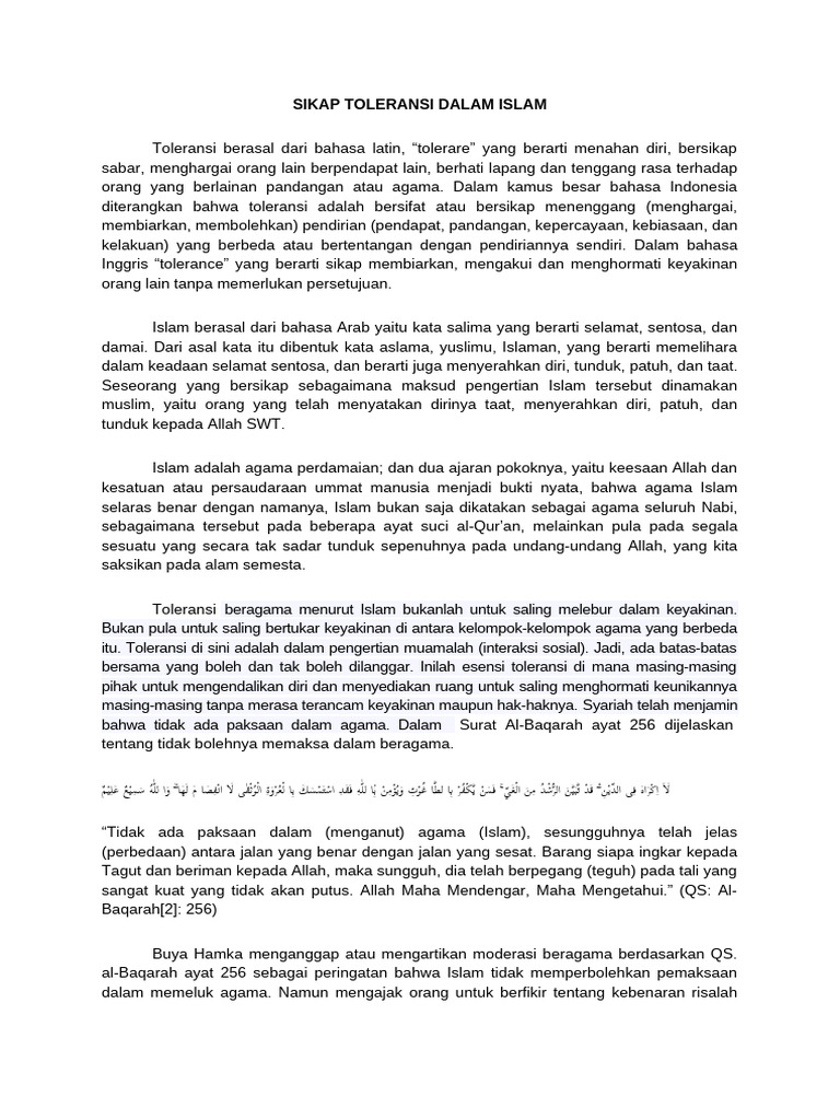 Toleransi Beragama dalam Islam | PDF