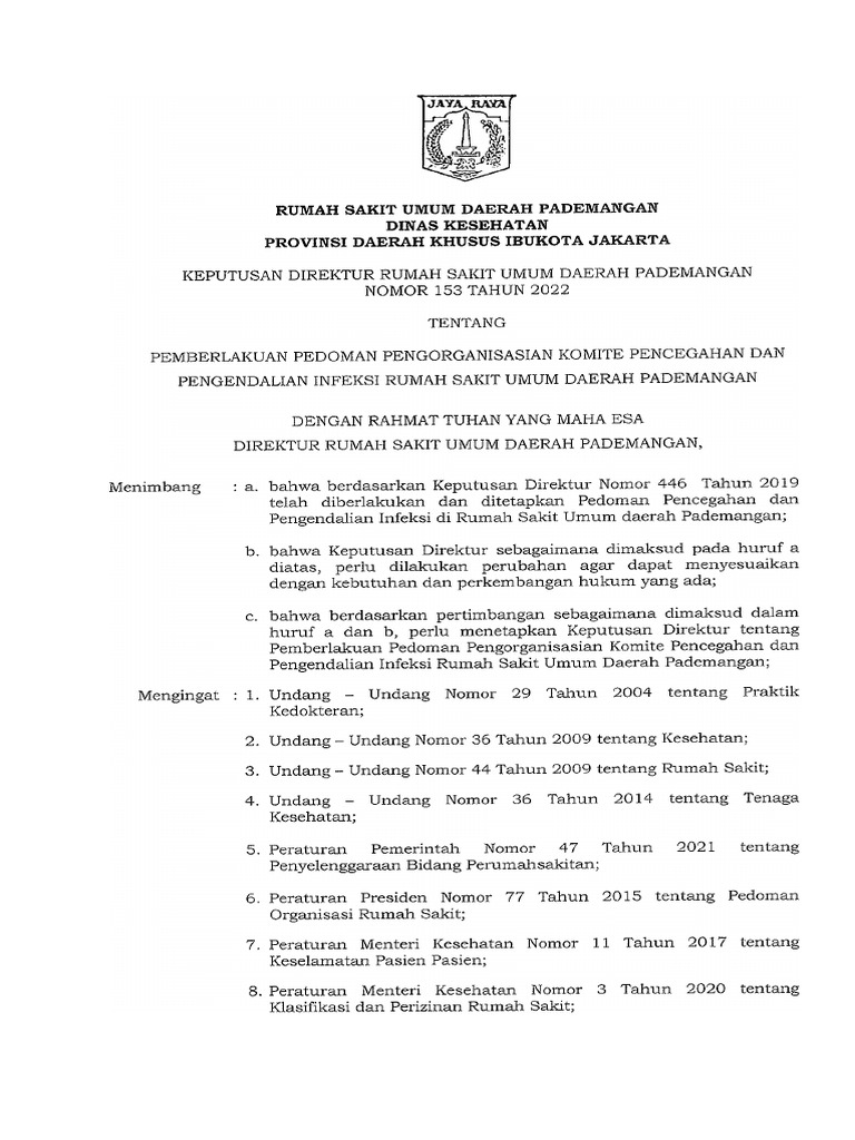 Rumah Sakit Telah Menerapkan Mekanisme Koordinasi Yang Melibatkan Pimpinan Rumah Sakit Dan ...