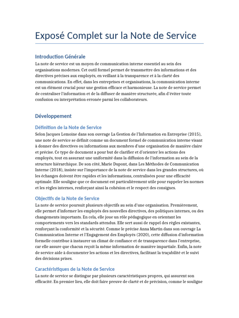 Importance de la Note de Service | PDF | Informations | Sécurité