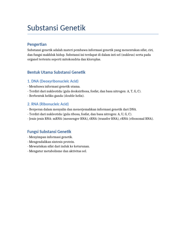 Substansi Genetik: DNA dan RNA | PDF
