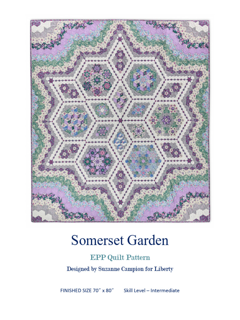 Somerset Garden EPP Quilt Pattern | PDF | Seam (Sewing) | Quilt