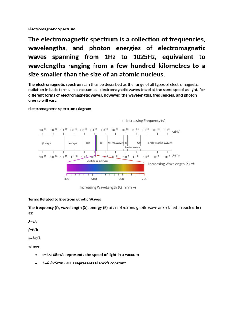 Electromagnetic Spectrum | PDF | Electromagnetic Radiation | Electromagnetic Spectrum