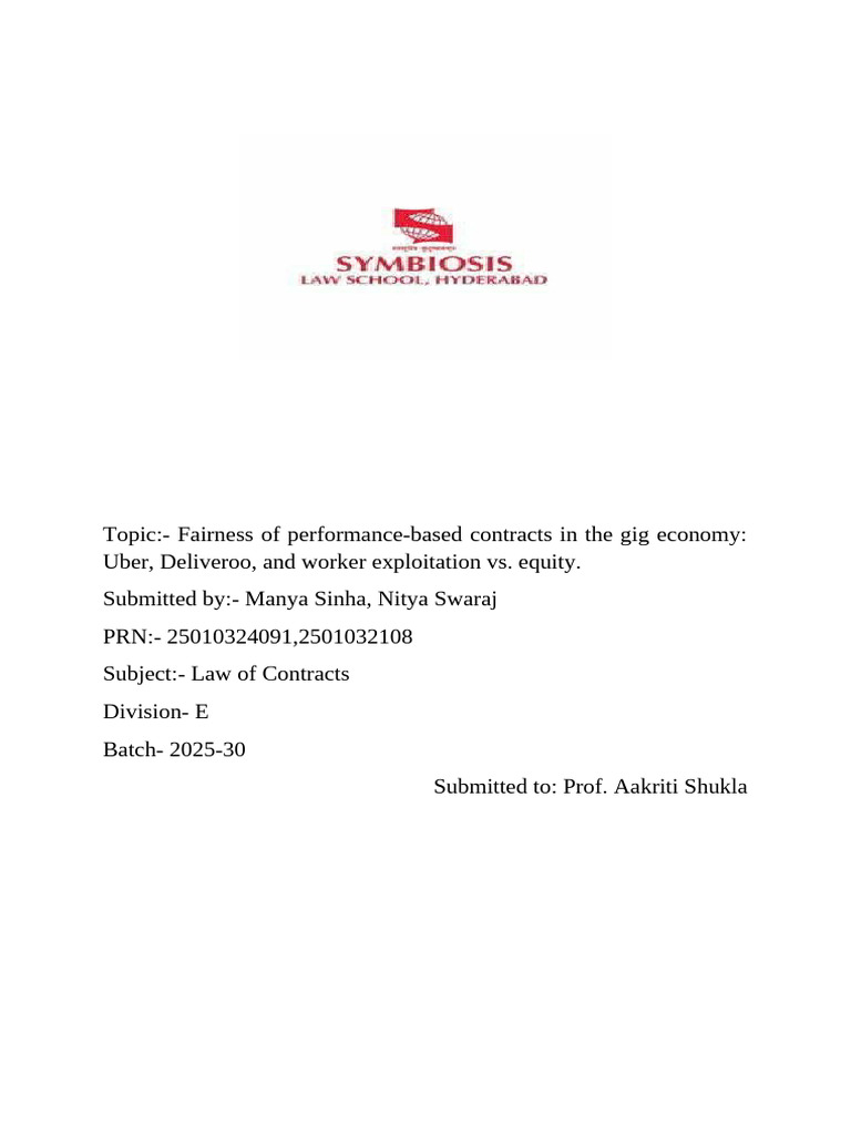 Contracts Research Paper NITYA and MANYA | PDF | Employment | Labour Law