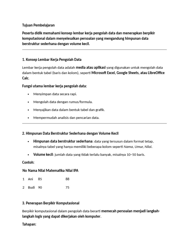 Panduan Lembar Kerja Pengolah Data | PDF