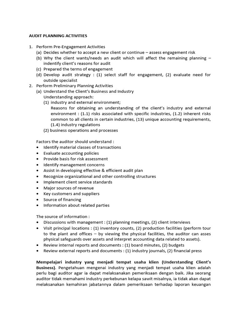 Audit Planning Dan ToC | PDF | Internal Control | Audit