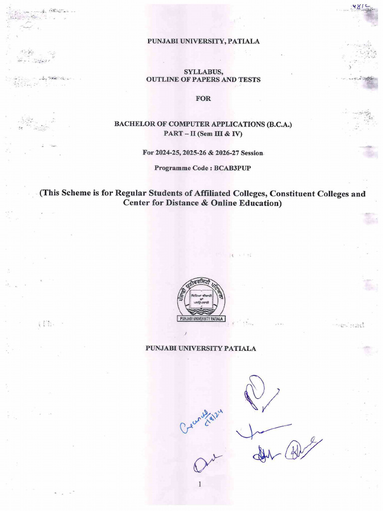 BCA PART - II (SEMESTER III & IV) 2024-25, 2025-26 & 2026-27 (Revised) | PDF