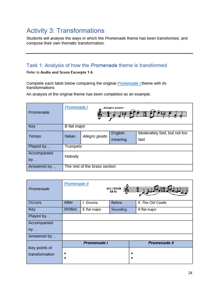 Mussorgsky Promenade Activity | PDF | Scale (Music) | Tempo
