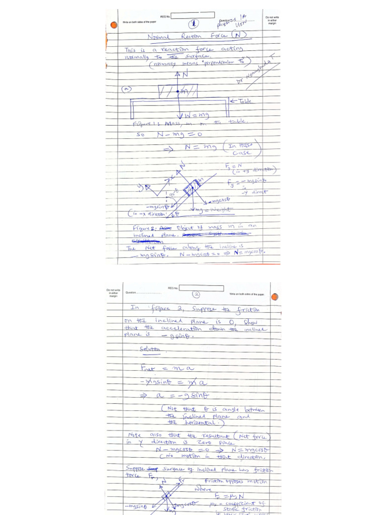Normal Force - Inclined Plane | PDF