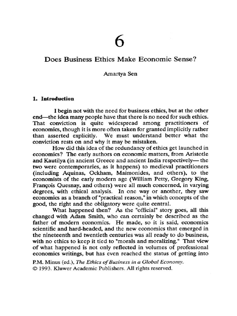 Does Business Ethics Make Economic Sense | PDF