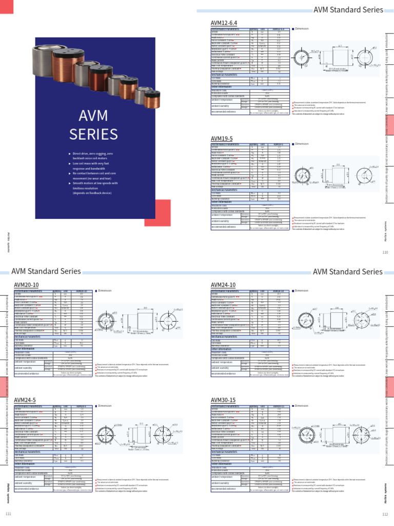 AVM Series Voice Coil Motors Datasheet | PDF | Inductor | Electric Motor