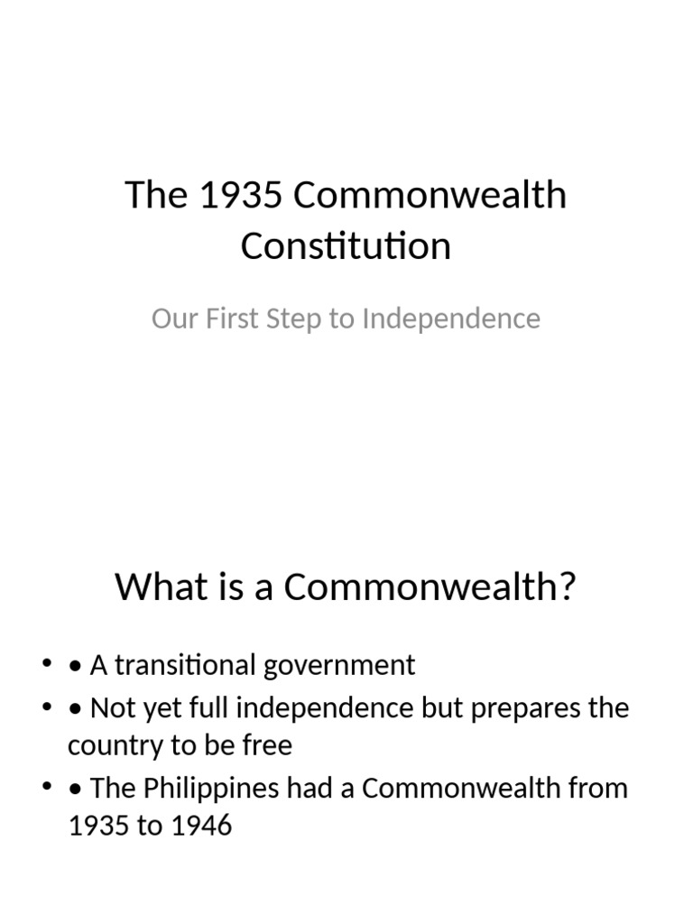 1935 Commonwealth Constitution Presentation | PDF