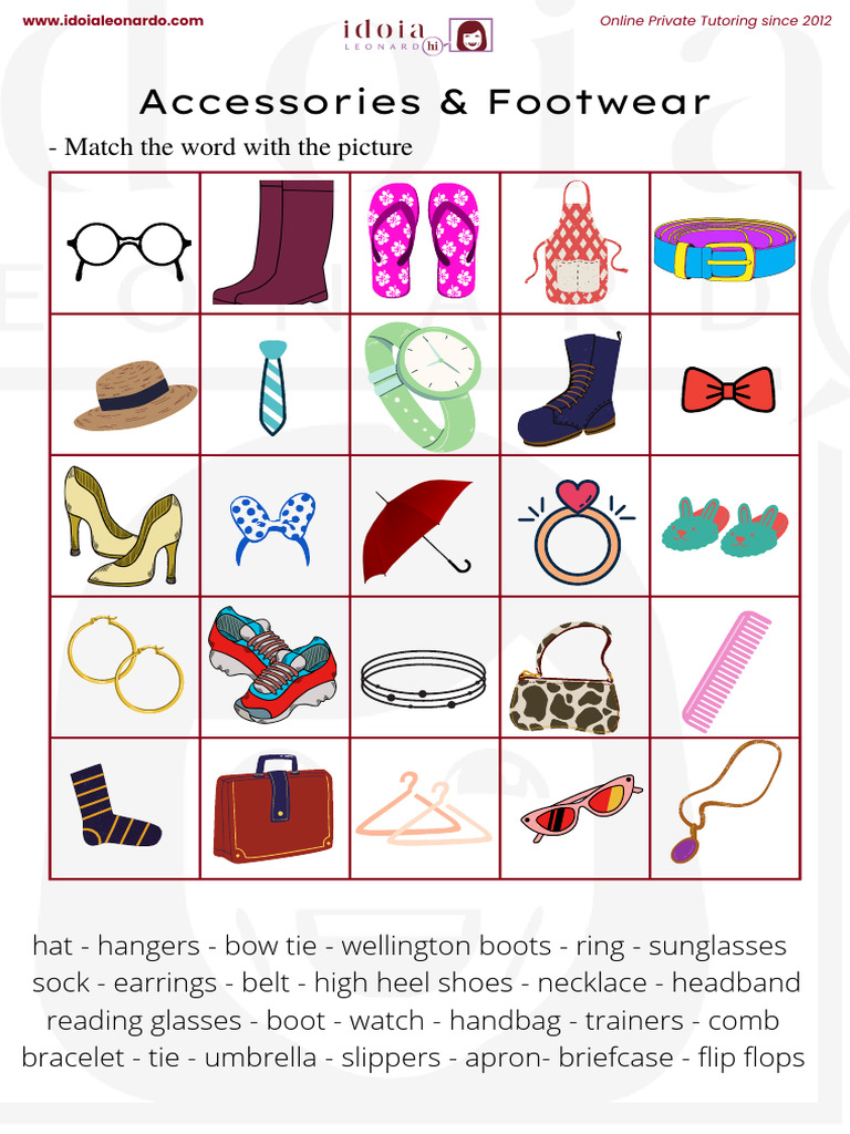 Vocabulary Exercise Accessories | PDF
