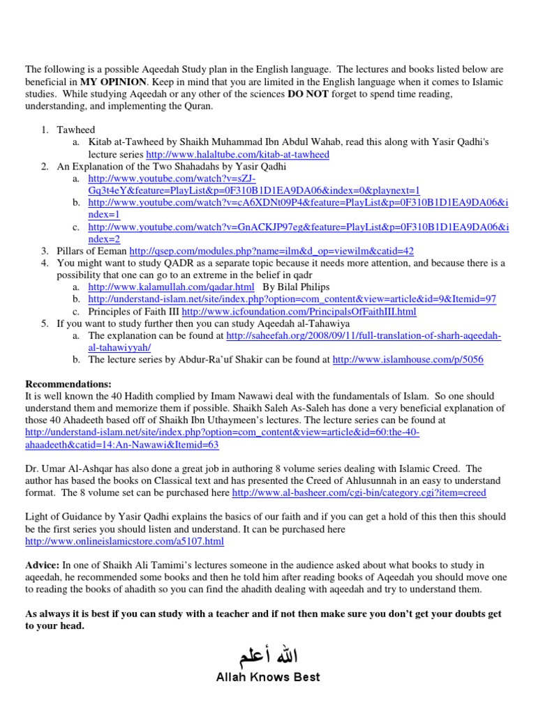 Aqeedah | PDF | Hadith | Religious Comparison