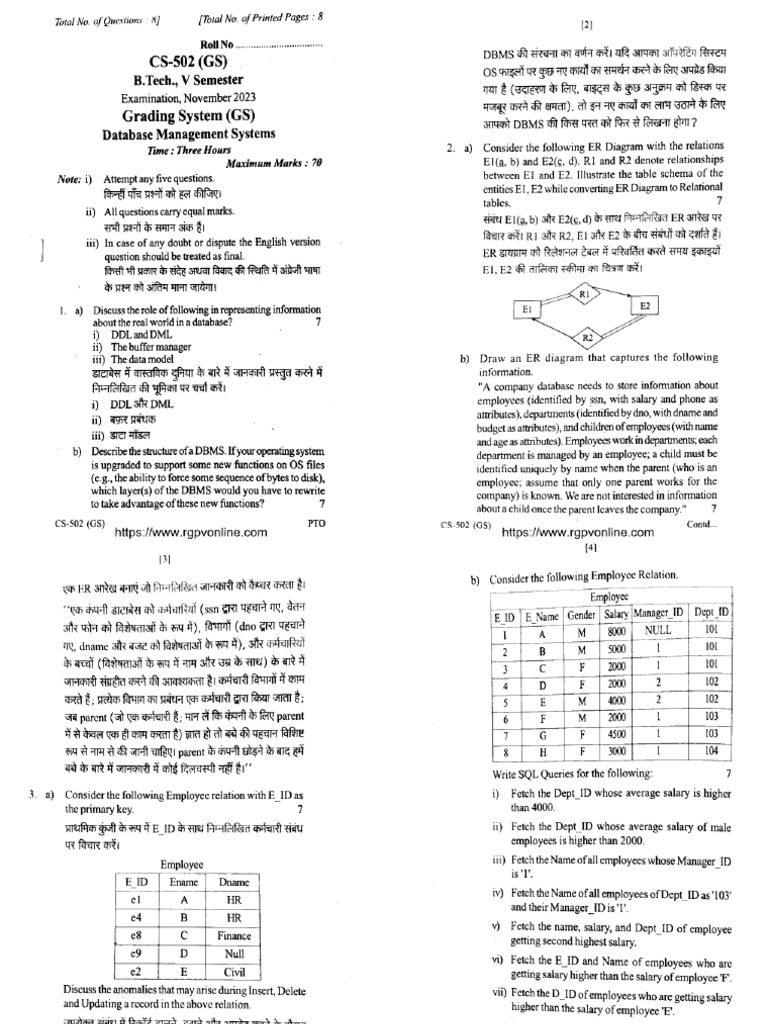 DBMS Pyq | PDF | Databases | Information Retrieval