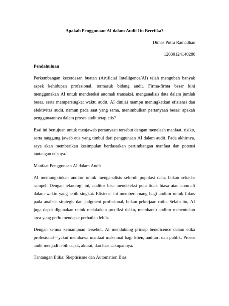 Esai AI Dalam Audit Dimas Putra Ramadhan | PDF