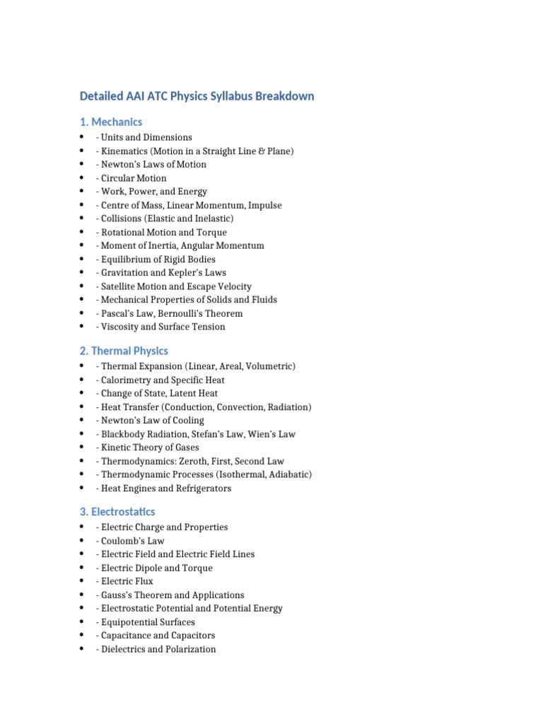 AAI ATC Physics Syllabus Overview | PDF | Waves | Magnetic Field