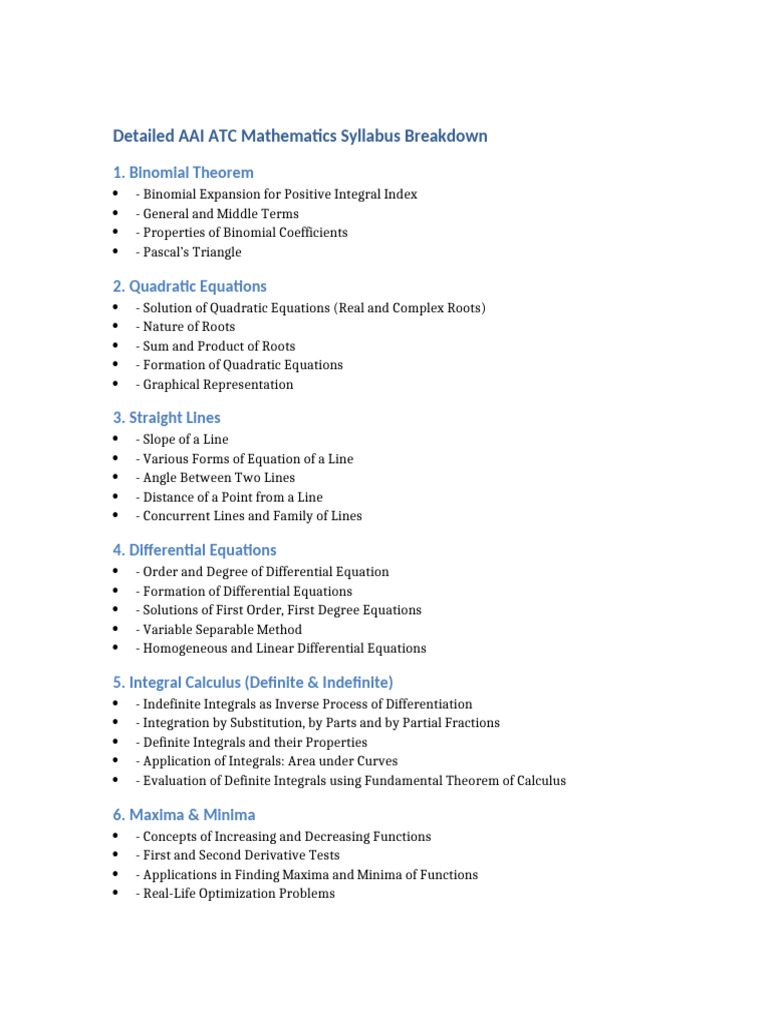 AAI ATC Mathematics Syllabus | PDF
