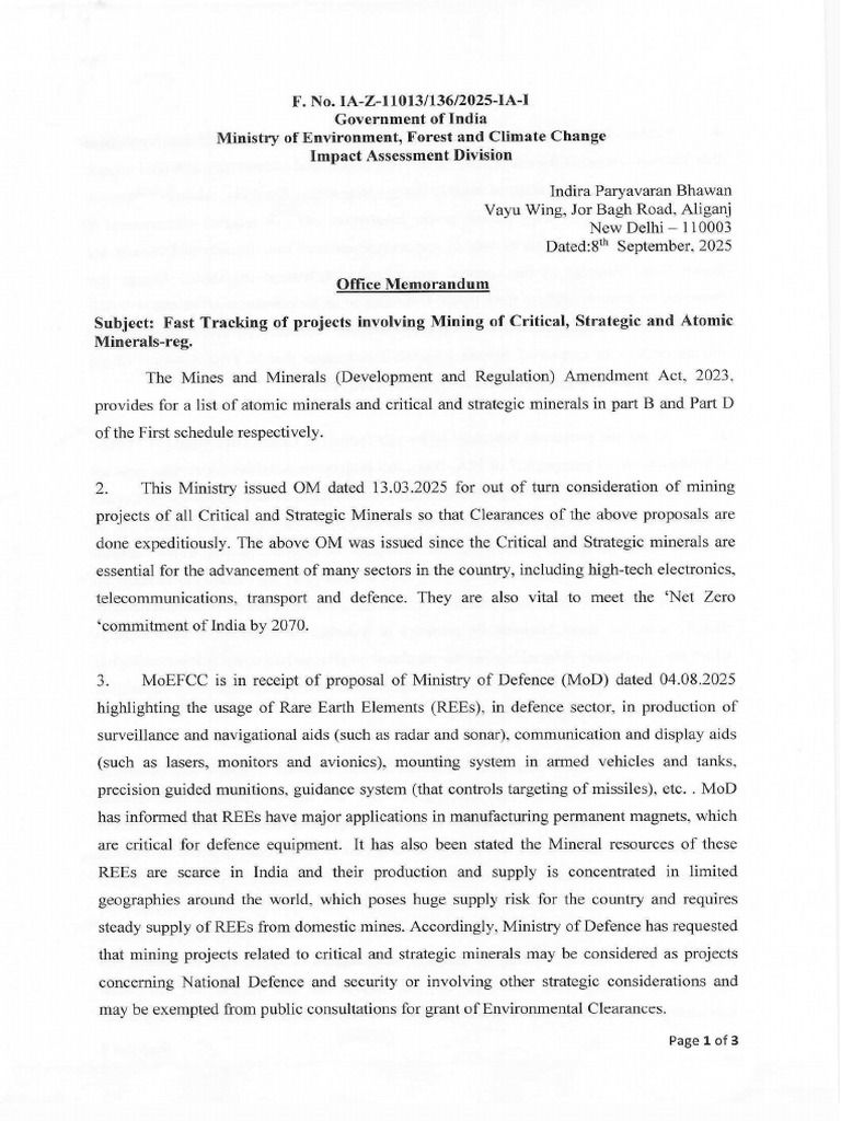 OM 08 092025 MoEF&CC | PDF