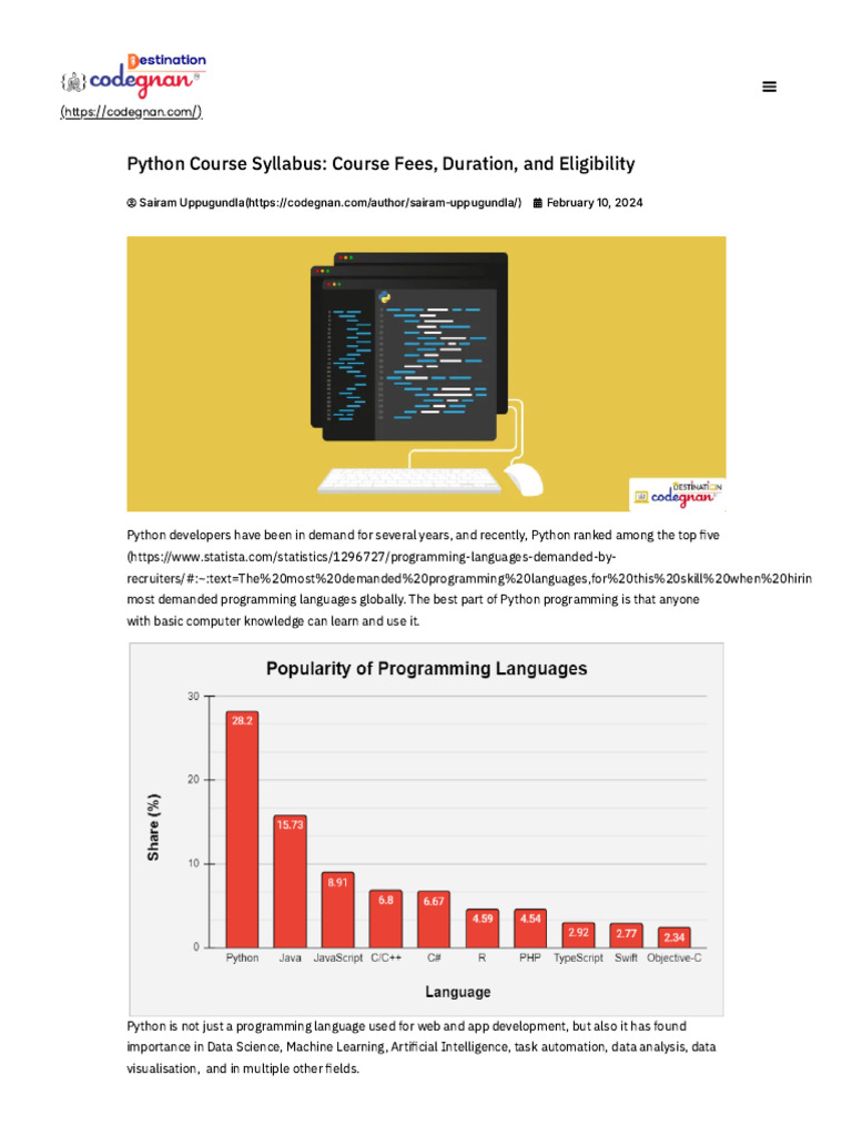 Python Course Syllabus - Course Fees, Duration and Eligibility | PDF ...