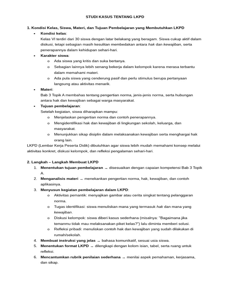 Studi Kasus Tentang LKPD | PDF