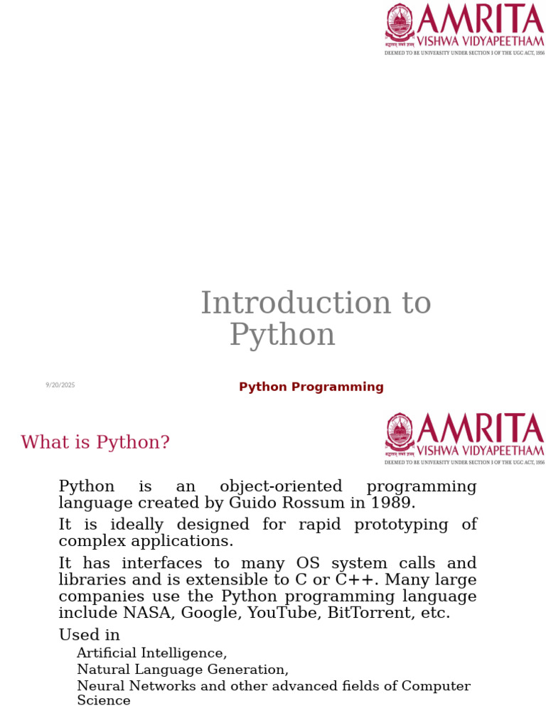 Intro To Python-Basics - Till Break | PDF | Data Type | Control Flow