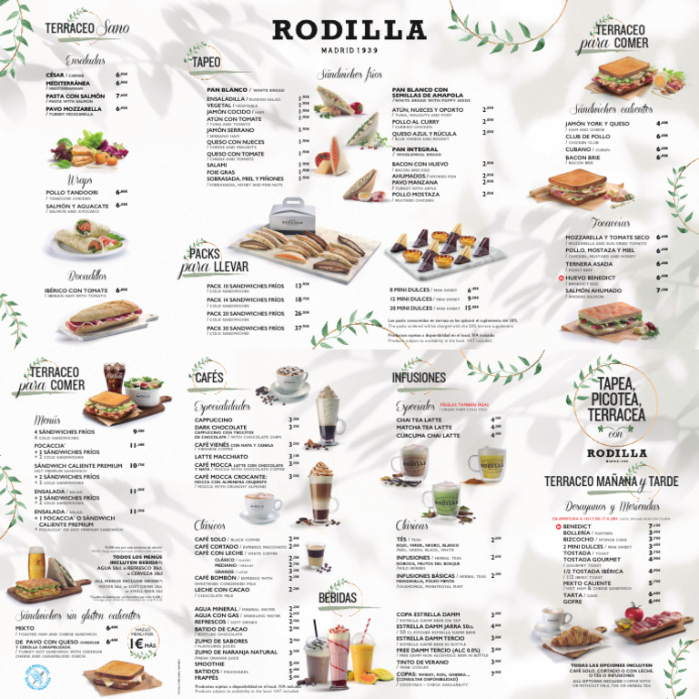 Menú de Sándwiches y Ensaladas Rodilla | PDF | Bebida | Alimentos