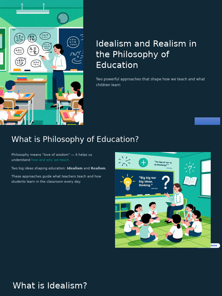 Idealism and Realism in The Philosophy of Education 1 | PDF ...