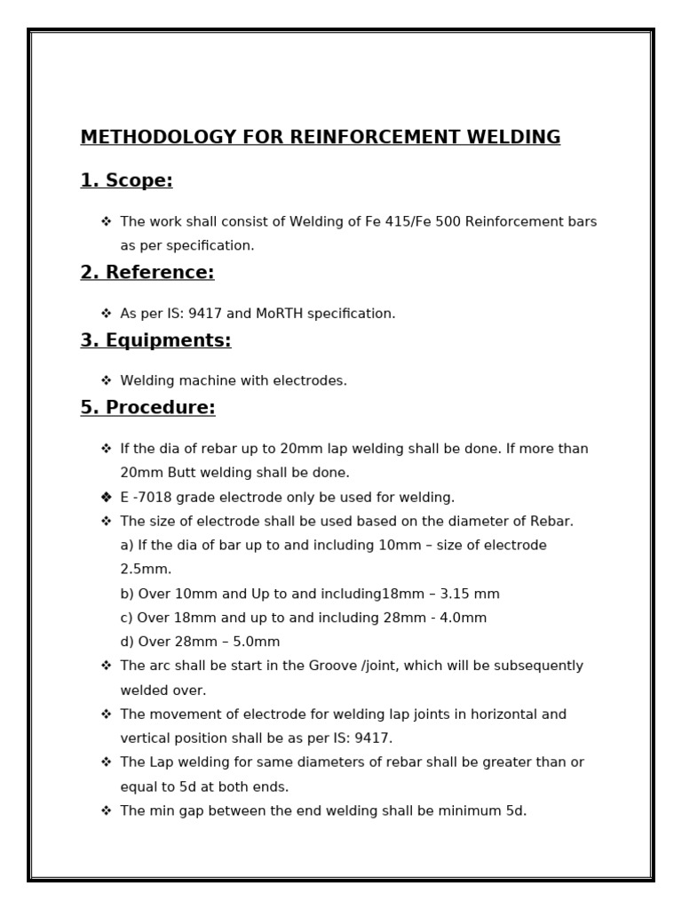 Reinforcement Welding Methodology Guide | PDF