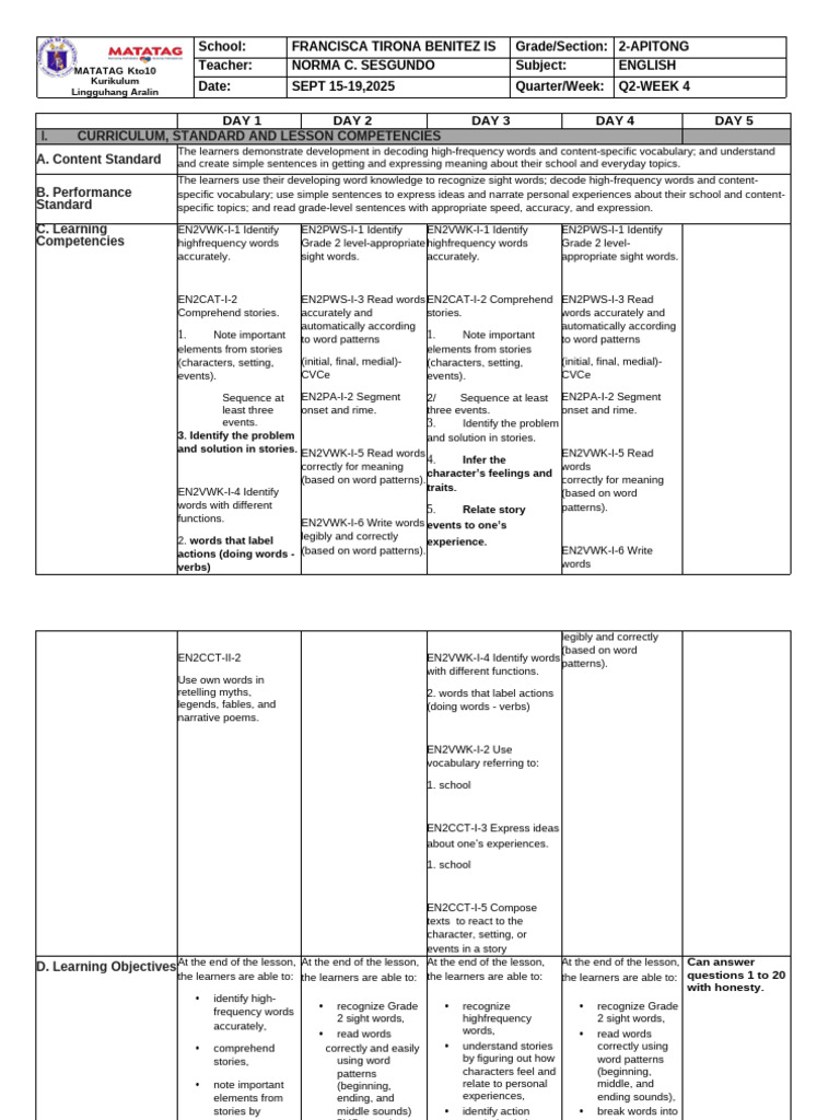 English DLL | PDF | Vocabulary | Word