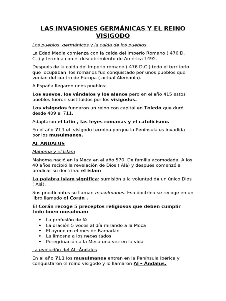Las Invasiones Germánicas y El Reino Visigodo | PDF | Al Andalus | la meca