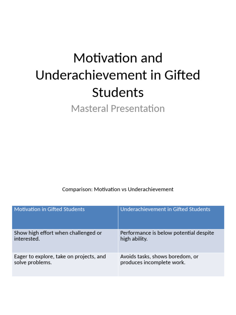 Motivation Vs Underachievement | PDF