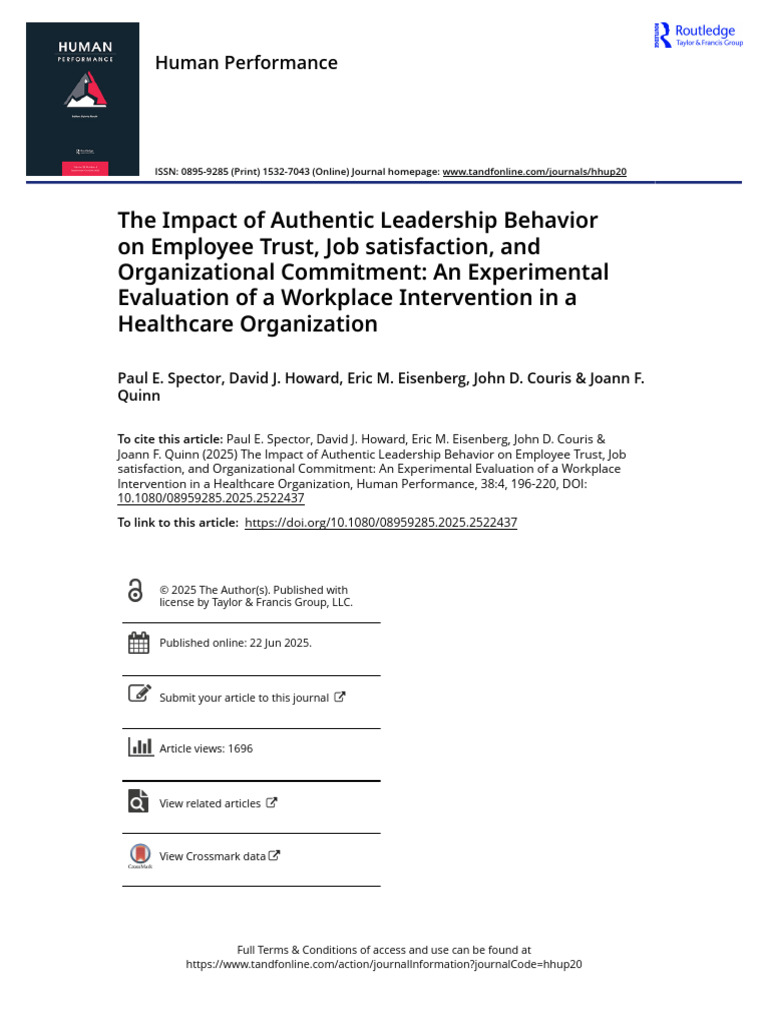 The Impact of Authentic Leadership Behavior On Employee Trust Job ...