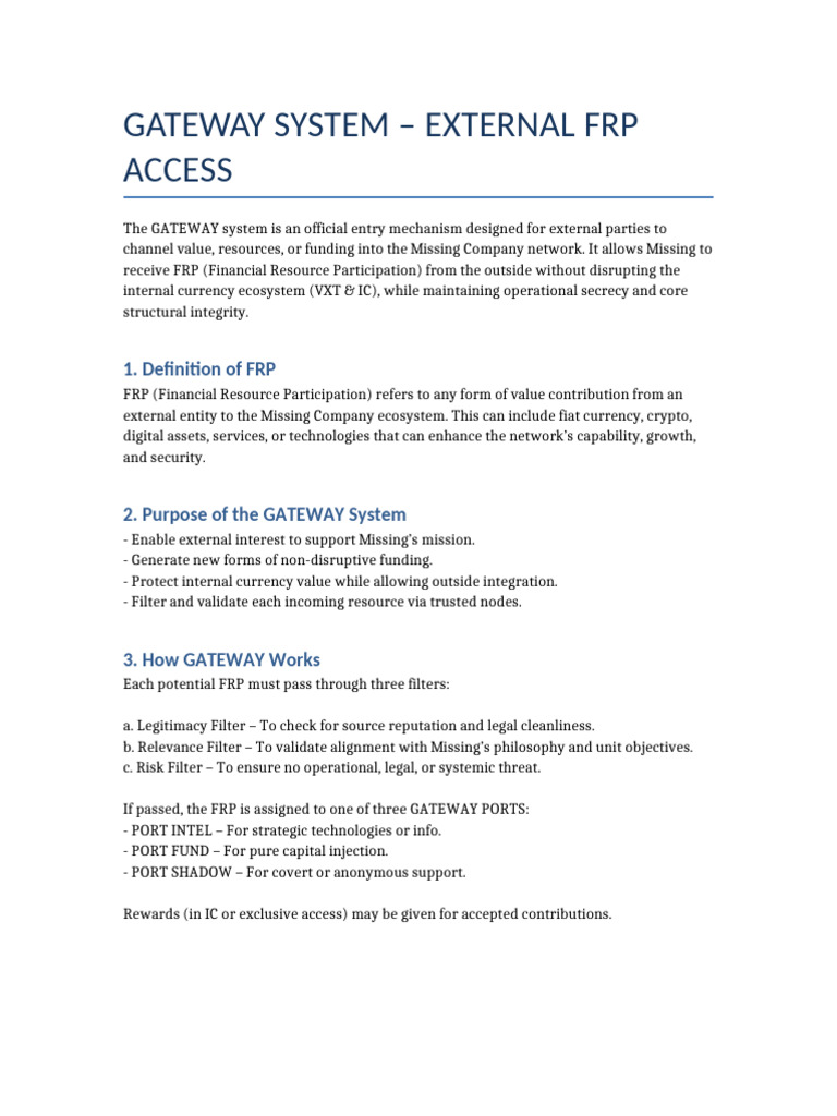 Missing Gateway FRP System | PDF