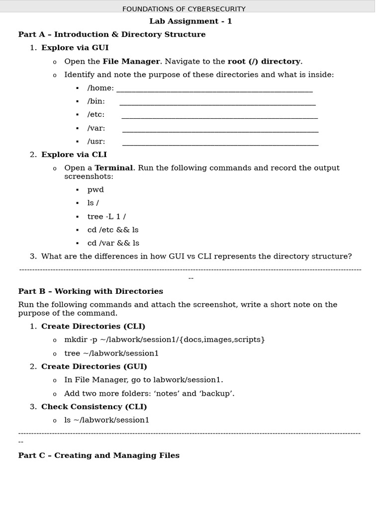 CS Lab Assignment 1 | PDF | Command Line Interface | Computer File