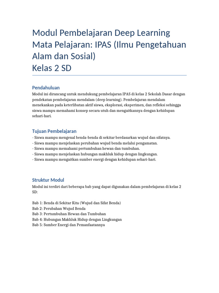 Modul Ajar IPAS Kelas 2: Pertumbuhan Tumbuhan | PDF