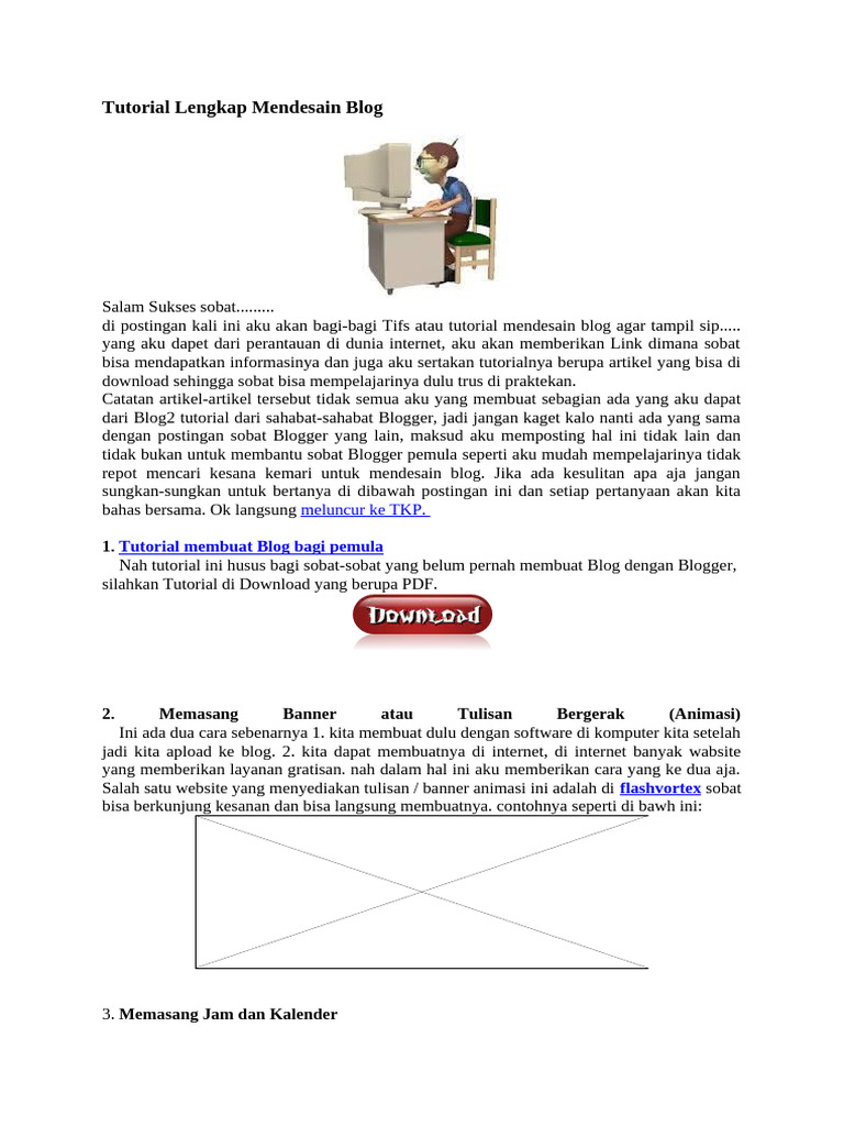 Tutorial Lengkap Mendesain Blog | PDF